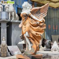 China Custom Size Design Outdoor Garden Life Size Marble Angel Statues for Cemetery for sale