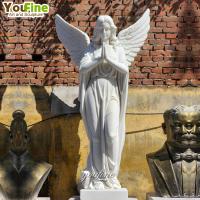 China Custom Size Design Outdoor Garden Life Size Marble Angel Statues for Cemetery for sale