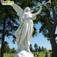 China Wholesale Garden Decor Natural Stone Sculpture Hand Carved Large Angel Statues White Marble for sale