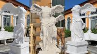 China Natural Stone Hand Carved Large White Victory Wings Sculpture Marble Winged Angel Statue for sale