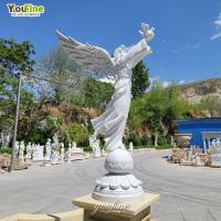China Custom Life Size Religious Statue Famous White Garden Marble Angel and Dove Statues for sale