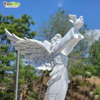 China Custom Life Size Religious Statue Famous White Garden Marble Angel and Dove Statues for sale