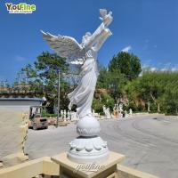 China Custom Life Size Religious Statue Famous White Garden Marble Angel and Dove Statues for sale