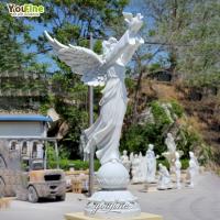 China Custom Life Size Religious Statue Famous White Garden Marble Angel and Dove Statues for sale