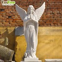 China Hand Carved White Marble Lady Angel Holding Flowers Statue Suppliers for sale