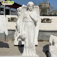 China Hand Carved White Marble Lady Angel Holding Flowers Statue Suppliers for sale