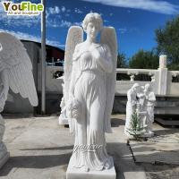 China Hand Carved White Marble Lady Angel Holding Flowers Statue Suppliers for sale