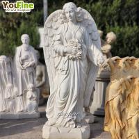 China Hand Carved White Marble Lady Angel Holding Flowers Statue Suppliers for sale