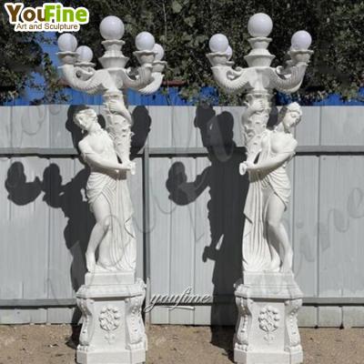 China Garden Park Decor Modern Design High Quality Marble Lady Lamp Sculpture for sale