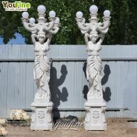 China Decor Life Size Carved Luxury Large White Marble Woman Statue Lamp Sculpture for sale
