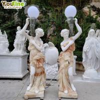 China Life Size Decor Life Size Carved Woman Figure Sculpture Lamp Indoor Lighting Marble Statues for sale