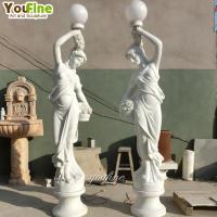 China Life Size Decor Life Size Carved Woman Figure Sculpture Lamp Indoor Lighting Marble Statues for sale