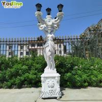 China Life Size Decor Life Size Carved Woman Figure Sculpture Lamp Indoor Lighting Marble Statues for sale