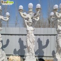 China Life Size Decor Life Size Carved Woman Figure Sculpture Lamp Indoor Lighting Marble Statues for sale