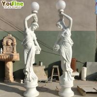 China Life Size Decor Life Size Carved Woman Figure Sculpture Lamp Indoor Lighting Marble Statues for sale