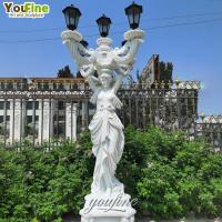China Custom Garden Outdoor Decoration Life Size White Marble Lady Lamp Statue Sculpture for sale