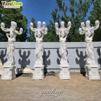 China Custom Garden Outdoor Decoration Life Size White Marble Lady Lamp Statue Sculpture for sale