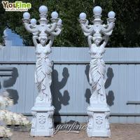China Life Size White Marble Figure Stone Sculpture for Garden Sexy Lady Lamp for sale