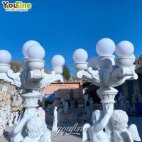China Life Size White Marble Figure Stone Sculpture for Garden Sexy Lady Lamp for sale