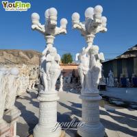 China Life Size White Marble Figure Stone Sculpture for Garden Sexy Lady Lamp for sale
