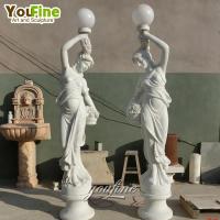 China Natural Stone Modern Life Size Hand Carved Marble Outdoor Lady Light Lamp Statue for sale