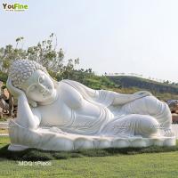 China Outdoor Meditation Areas or Garden Decor Sleeping White Marble Buddha Statue for sale