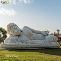 China Outdoor Meditation Areas or Garden Decor Sleeping White Marble Buddha Statue for sale