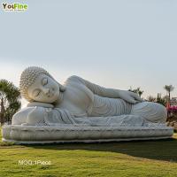 China Outdoor Meditation Areas or Garden Decor Sleeping White Marble Buddha Statue for sale