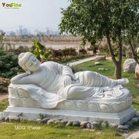 China Outdoor Meditation Areas or Garden Decor Sleeping White Marble Buddha Statue for sale