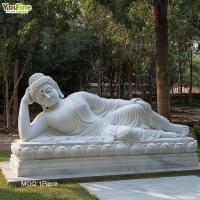 China Outdoor Meditation Areas or Garden Decor Sleeping White Marble Buddha Statue for sale