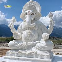 China Life Size Outdoor Garden Decor Indian Art Ganpati Marble Statue for sale