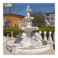 China Outdoor Garden Courtyard White Marble Lion Head Fountain for sale
