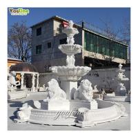 China Outdoor Garden Courtyard White Marble Lion Head Fountain for sale