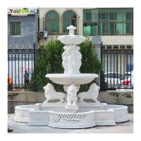 China Outdoor Garden Courtyard White Marble Lion Head Fountain for sale