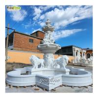 China Outdoor Garden Courtyard White Marble Lion Head Fountain for sale