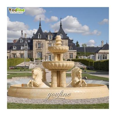 China Natural Stone Outdoor Urban Landmark Horse Marble Street Fountain for sale