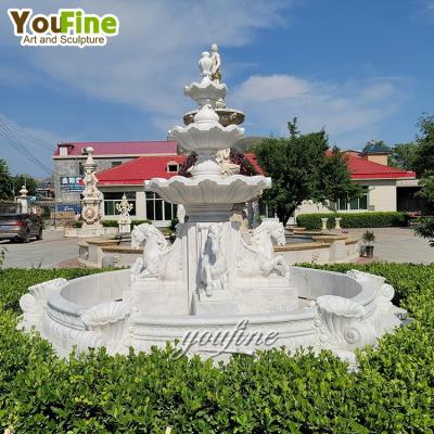 China Hand Carved Natural Stone White Marble Horse Fountain Outdoor Garden for Sale for sale