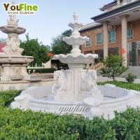 China Hand Carved Natural Stone White Marble Horse Fountain Outdoor Garden for Sale for sale