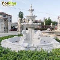China Hand Carved Natural Stone White Marble Horse Fountain Outdoor Garden for Sale for sale