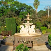 China Hand Carved Natural Stone White Marble Horse Fountain Outdoor Garden for Sale for sale