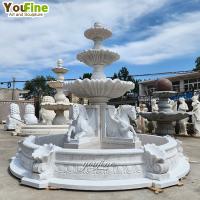 China Hand Carved Natural Stone White Marble Horse Fountain Outdoor Garden for Sale for sale