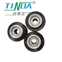 China Logistic Forklift Truck Rubberized Roller Wheel with Heavy Duty and Good Grip for sale
