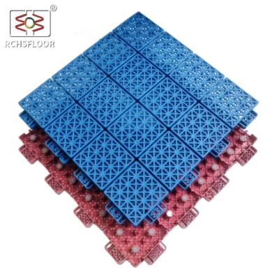 China Polypropylene Outdoor Sports Flooring Tiles 34x34x1.81cm 410g with 5-Year Warranty for Basketball Courts for sale