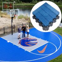 China 410g Outdoor Sports Floor Tiles 34x34x1.81cm with 32% Shock Absorption and Skin Textured Surface for sale
