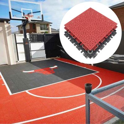 China Anti Slip PP Interlocking Sports Flooring Tiles 34x34x1.8cm with 32% Shock Absorption for Multi-Sport Courts for sale