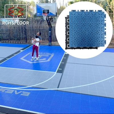 China Anti Slip PP Basketball Court Tiles 34x34cm 32% Shock Absorption Outdoor Sport Flooring for sale