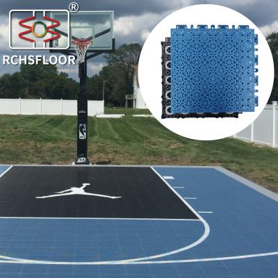China 600g Interlocking Sport Floor Tiles 1.8cm Thick with 32% Shock Absorption for Outdoor Courts for sale