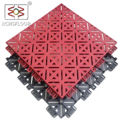China 1.61cm Thick Polypropylene Basketball Court Tiles - 30.48x30.48cm Interlocking Sports Flooring for sale