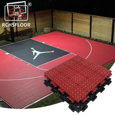 China 34x34cm Outdoor Basketball Court Mat Slip Resistant PP Interlocking Tiles 1.81cm for sale