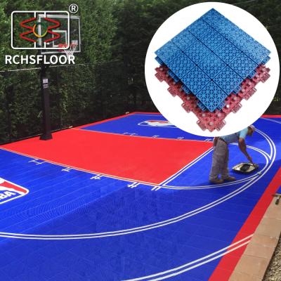 China Weatherproof Outdoor Sports Tiles 32% Shock Absorbing PP Flooring 34x34cm for sale